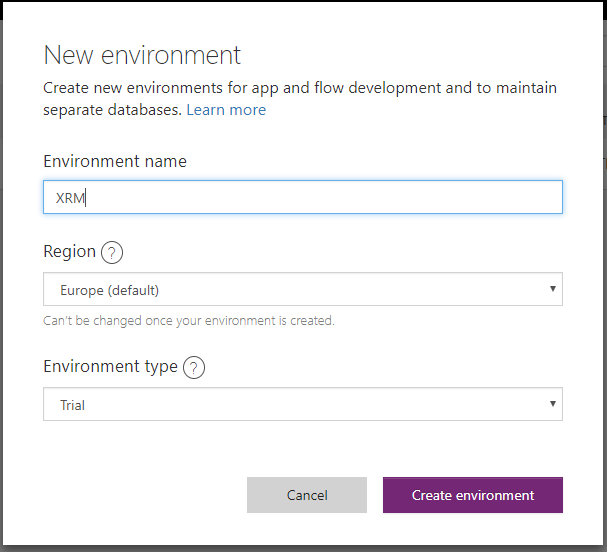 Creating empty XRM Environment in PowerApps – Better CRM
